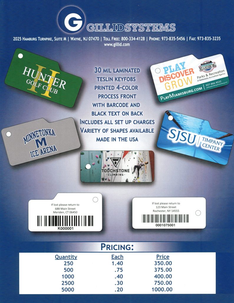 Custom key tags | Gill ID Card Printers & Identification Systems